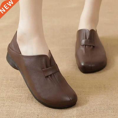 Women Loafers Spring Pu Leather Comfort Flat Mother Shoes Sl