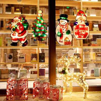 Christmas Decoration Lighted Window Hanging Decor Xmas Light