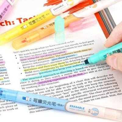 6pcs Double Head Erasable Highlighter Pen Marker Pastel Liqu