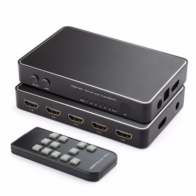 6 Port HDMI Switch,  4Kx2K 6x1 HDMI Switch Selector Hub wit