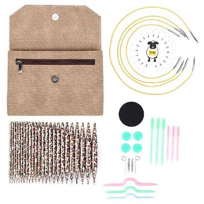 12 Pairs Leopard Circular Ring Knitting Needles Set