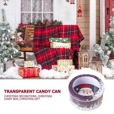 Round Christmas Candy Box Candy Metal Cans Circular Transpar