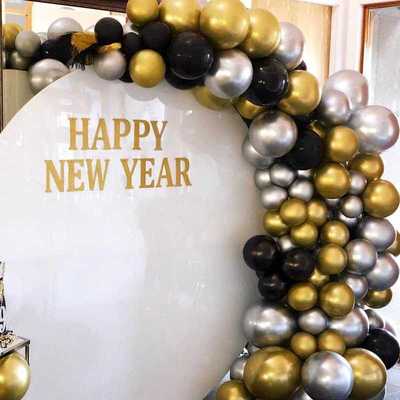 Black Gold Balloon Garland Arch Confetti Latex Baloons Gradu