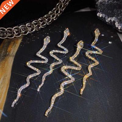 Long Tassel Crystal Drop Earrings for Women Shiny Snake Shap