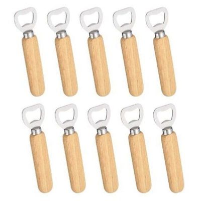 10Pcs/Set Bartender Bottle Opener Rubber Wood Handheld Wine