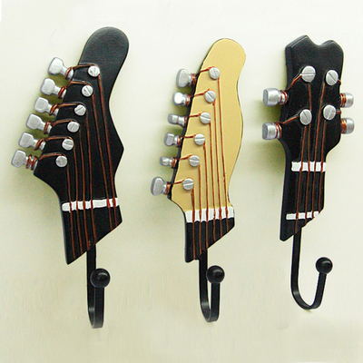 3pcs Clothes Towel Wall Hanger Guitar Shape Vintage Resin