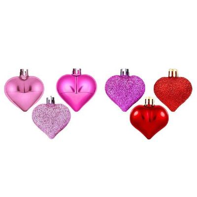24 Heart-Shaped Baubles and Colorful Heart-Shaped Ornaments
