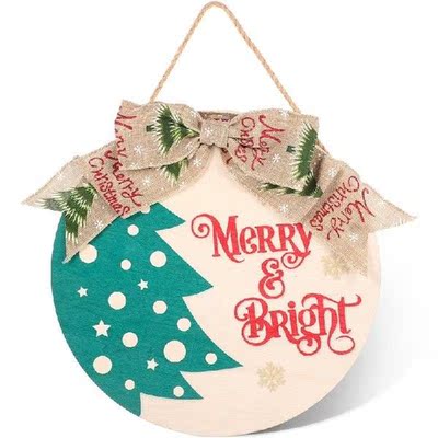 Xmas Wooden Doorplate Festival Home Door Pendant Wall