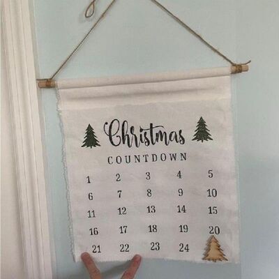 Xmas Advent Count Down Calendar 24 Days Hanging Wall Pocket