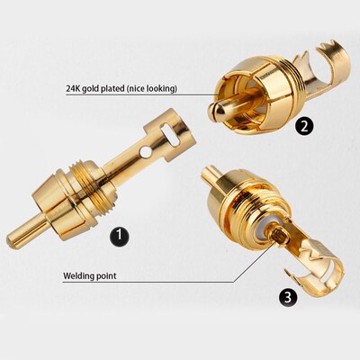 12pcs/lot CA Plug Male Connecto High Quality Gold Plated Sol
