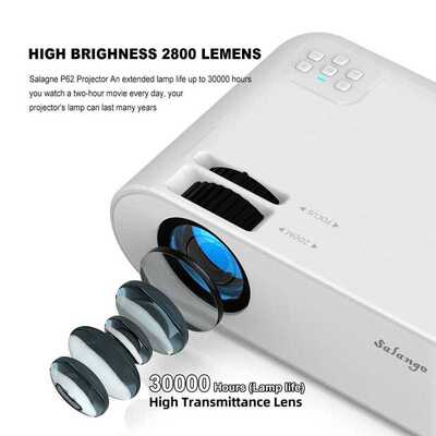 P62 Mini Projector, 720P Home Theater 2800 Lus Movie Project