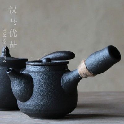Japanese side pot crude pottery teapot kung fu tea set
