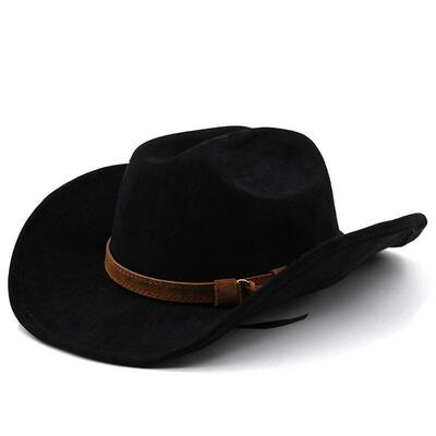 Suede Western Cowboy Fedora Hat 男女翘边西部牛仔礼帽爵士帽