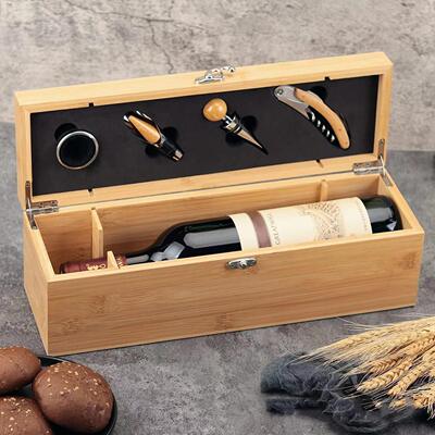 Bamboo Wooden Single Wine Box Wine Opener Set Tool Wine
