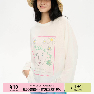 「heris」画像图案薄透长袖T
