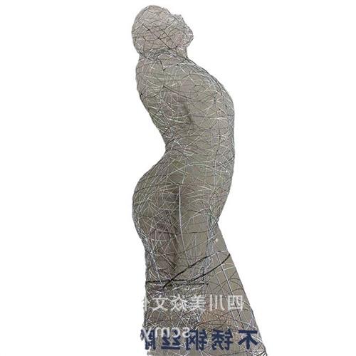 公司制作不锈钢丝编织人物雕塑装置艺术景观道具不锈钢锻造摆件