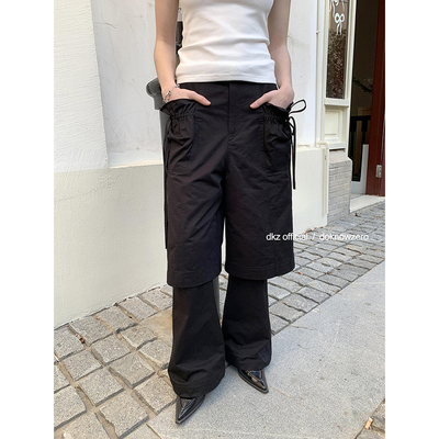 DKZ 真两件休闲裤女春夏新款直筒可拆卸两穿设计长裤