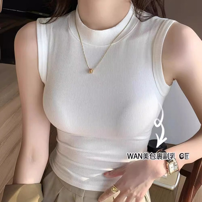 直播供货圆领螺纹打底衫女无袖背心吊带遮副乳外穿内搭上衣女
