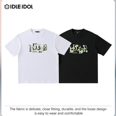 国潮T恤情侣短袖休闲上衣花卉