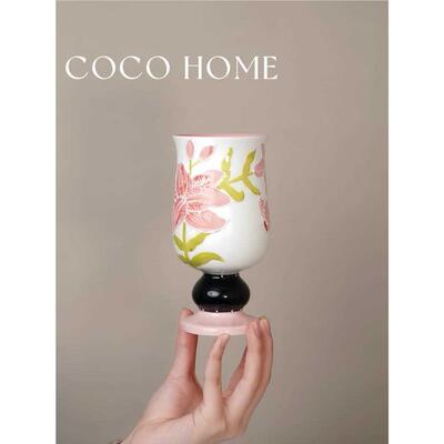 COCO 手绘釉下彩濑户烧马克杯陶瓷百合手握杯乔迁结婚闺蜜送礼