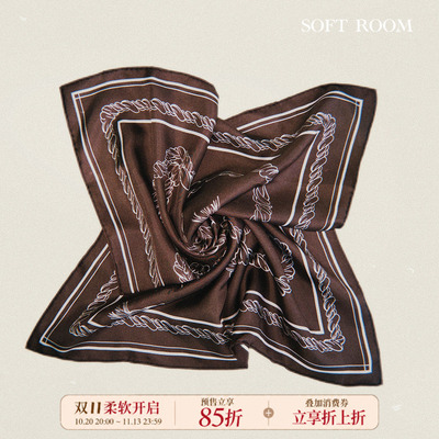 SOFTROOM结纹桑蚕丝方巾颈饰丝巾装饰腰带系脖围巾小众轻奢高级感