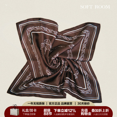 SOFTROOM结纹桑蚕丝方巾颈饰丝巾装饰腰带系脖围巾小众轻奢高级感