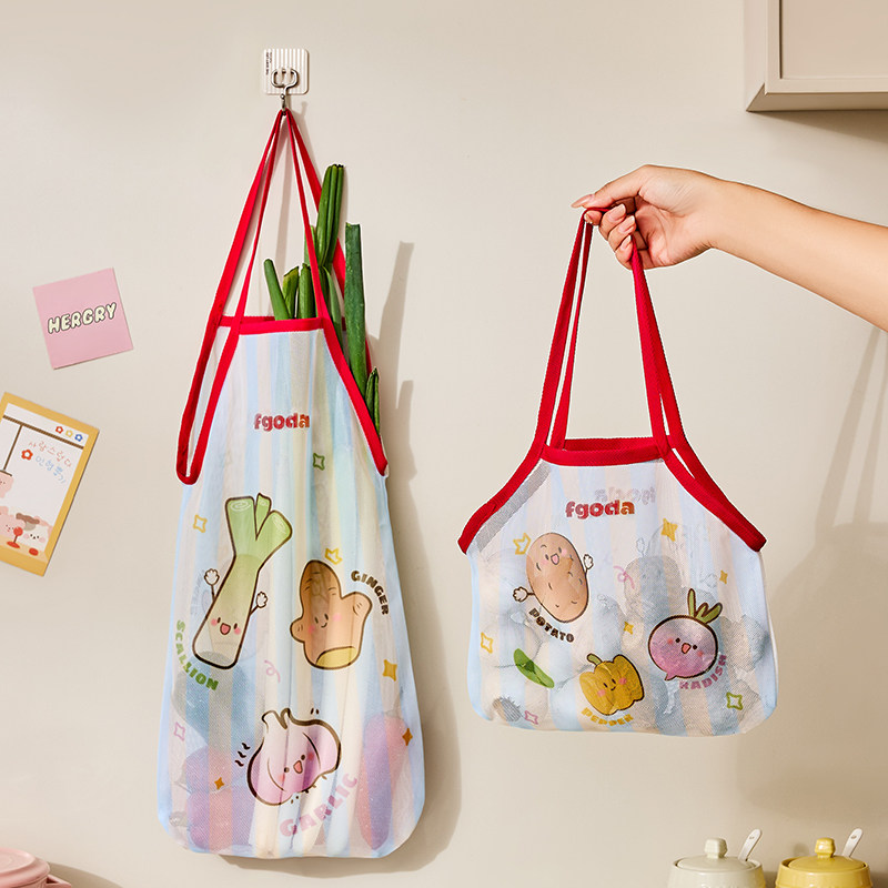 厨房葱姜蒜收纳袋果蔬网兜透气创意厨房墙面冰箱收纳多功能储物袋