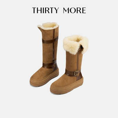 【雪国派对】Thirty More高筒雪地靴女2025冬季新款厚底两穿棉靴