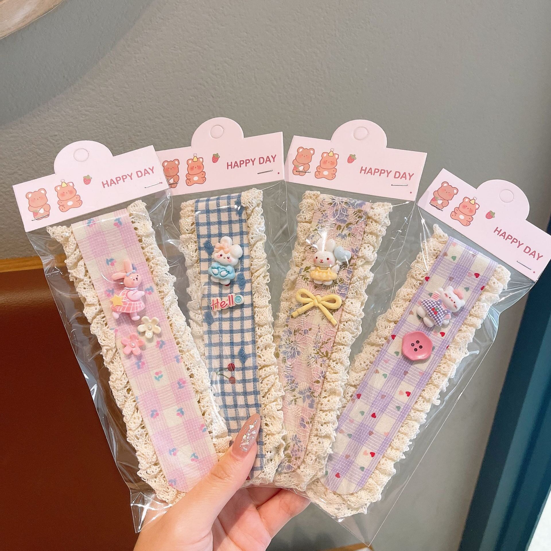 可爱魔术贴头发贴蕾丝宽边发带发箍女儿童碎发刘海贴头箍头饰发卡