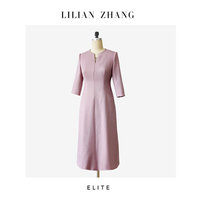 E定制—静奢风——风尚之选 “粉韵简雅”法式嵌条连衣裙 2501055