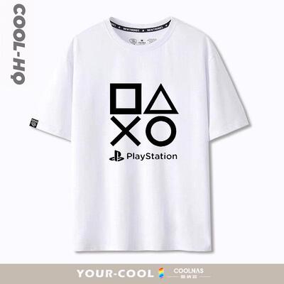 playstation索尼PS游戏机ps4经典logo男士短袖t恤纯棉宽松大码夏