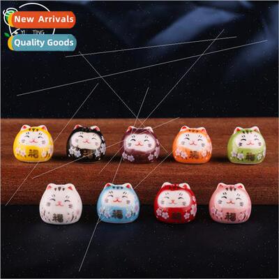 Ceramic Lai Fu beckoning cat DIY handmade beads bracelet bea