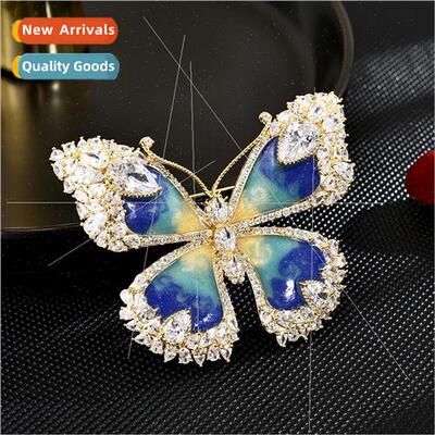 Dazzling colorful dream zircon butterfly brooch oil drop del