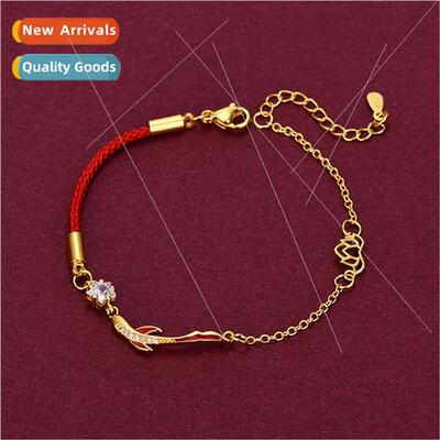 Koi Rabb Year Red Rope Hand-Woven Bracelet Girls che
