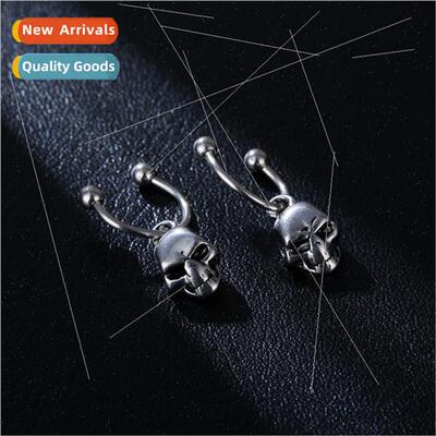 Europe tanium steel earrings female hip-hop pointed cone ear