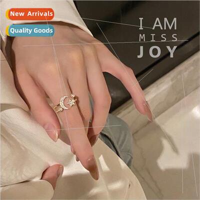 2023 fall new star moon myth flash diamond ins texture ring