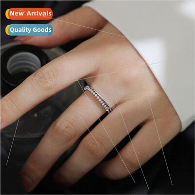 Fashion minimalist single row copper wh zirconia ring openin