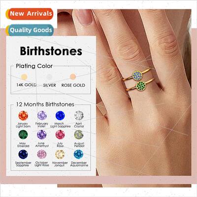 Stainless Full Diamond Ring Birthstone Ring Women Tanium Ste