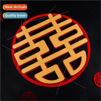 Wedding room decoration lace applique gold cardboard happy w