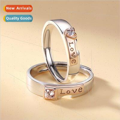 versatile rose gold colored Love wh diamonds couple ring