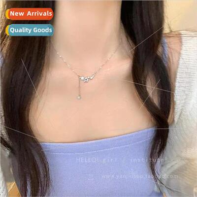 Delicate pentagram zirconia tassel necklace women niche hund