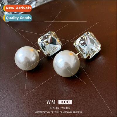 lver pin earrings wh diamonds square pearl earrings French s