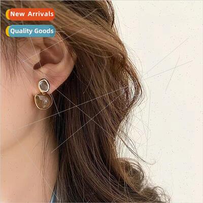 French retro caramel drip glaze earrings female 2023 new nic