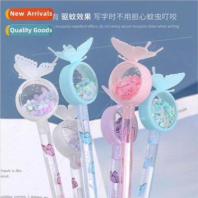 Creative Butterfly Sequin Pen Student Mosquo Repellent Black