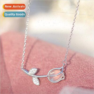 New Chalcedony Tulip Necklace Women Niche Roses Lock Bone Ch