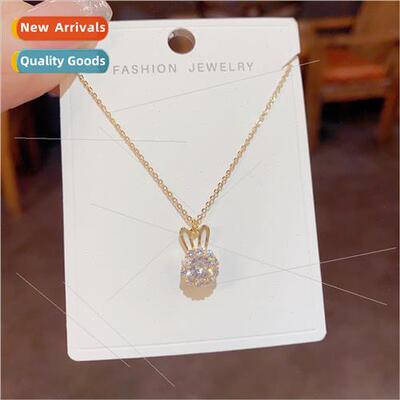 Super flash rotatable rabb necklace 2023 new tide niche swee