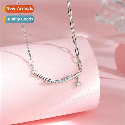 s925 silver cross smile necklace women asymmetrical spliced