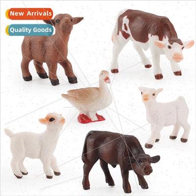 Solid Animal Cubs Milk Eating Cow Lamb Goose Model Set Stati