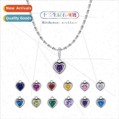 925 silver twelve birthstone love necklace women ins hundred