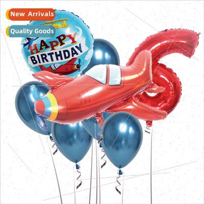 Red Vintage Airplane Boys Birthday Set Fighter Jet Happy Bir